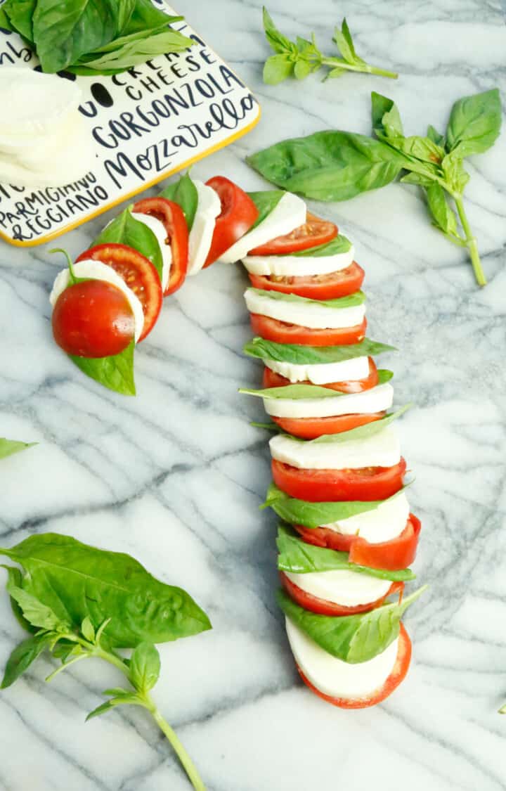 Candy Cane Caprese Salad - Fitty Foodlicious